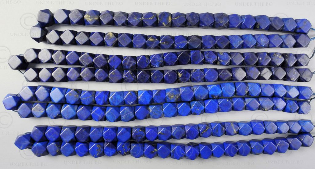 Lapis beads NBD4C. Afghan lapis lazuli, cut in India.