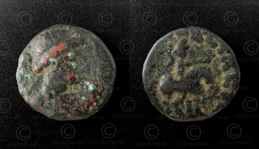 Kushan bronze coin C134B. Kushan Empire.